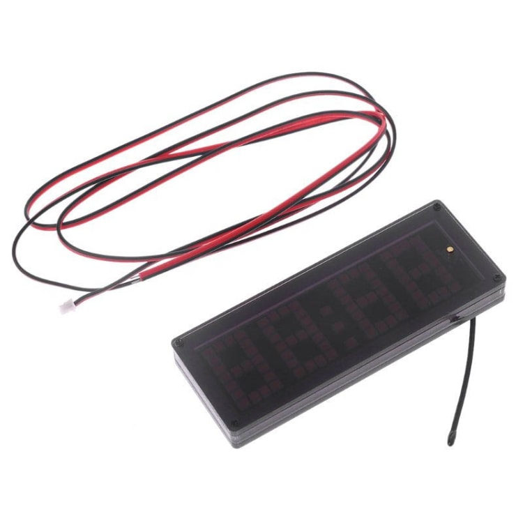 LED Dot Matrix Clock Car Thermometer Battery Voltage Measurement White ...