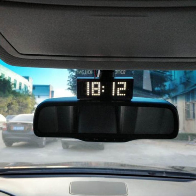 LED Dot Matrix Clock Car Thermometer Battery Voltage Measurement White ...