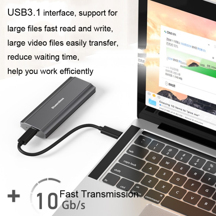 Blueendless 2809 Dual Protocol M.2 Mobile Hard Disk Case SSD External ...