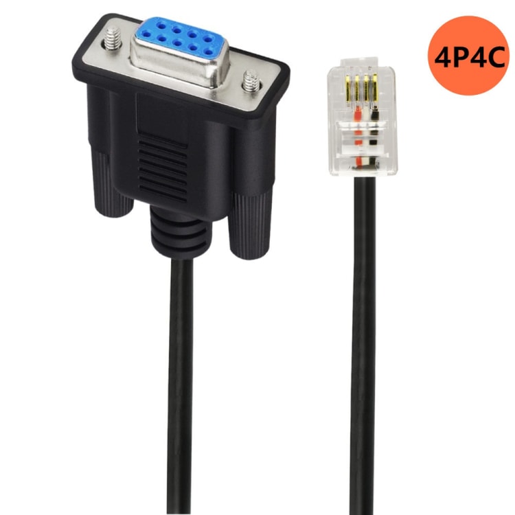 DB9 to RJ9 Adapter Cable 1.8m RS232 Connection, Black 4P4C Telephone ...