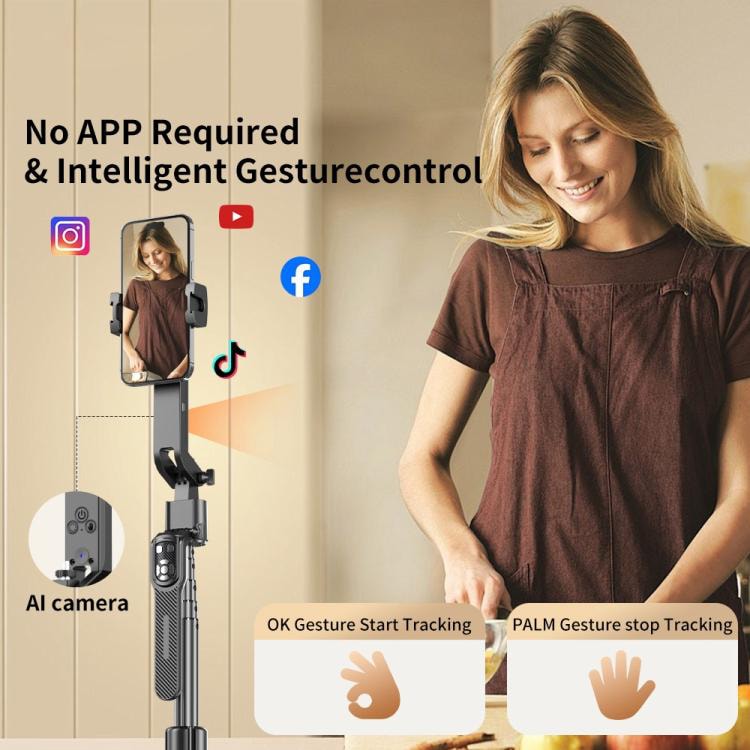 FUNSNAP A8 AI Smart Selfie Stick with 5-axis Anti-shake (Black ...